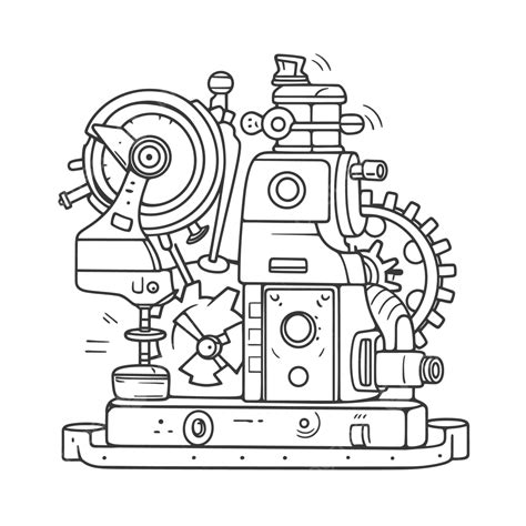 개요 스케치를 색칠하기위한 기계 그림 그리기 이미지 벡터 간단한 기계 도면 간단한 기계 개요 간단한 기계 스케치 Png 일러스트 및 벡터 에 대한 무료 다운로드