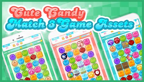 Cute Candy Match Three Game Assets By Pzuh