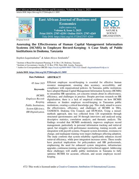 Pdf Assessing The Effectiveness Of Human Capital Management Information Systems Hcmis In