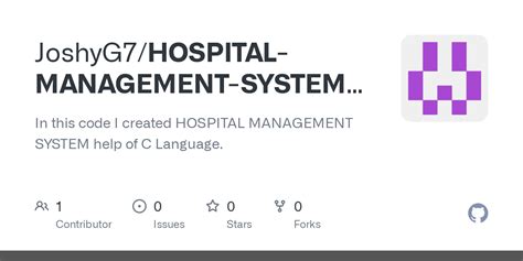 GitHub JoshyG HOSPITAL MANAGEMENT SYSTEM In C In This Code I Created HOSPITAL MANAGEMENT