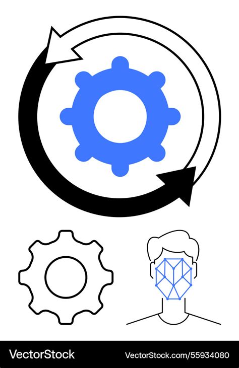 Gear With Arrows Representing Workflow Automation Vector Image