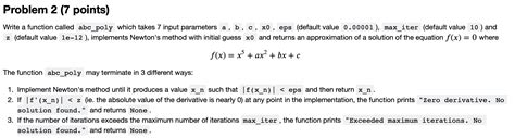Solved Problem 2 7 Points Write A Function Called Abcpoly