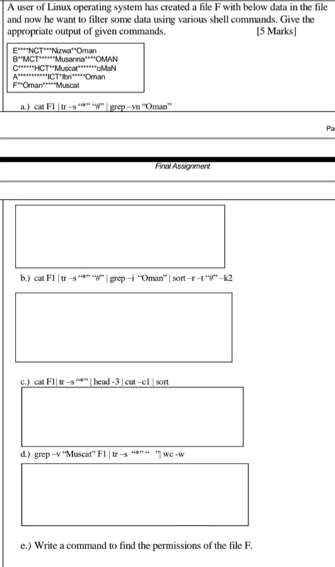 Solved A User Of Linux Operating System Has Created A File F Chegg