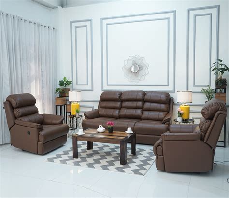 Buy Valencia 3 1 1 Recliner Sofa Set 3 Seater Motorized 1 Seater Manual Saddle Brown At 42
