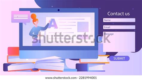 Contact Us Concept Woman Develops Graphic Stock Vector Royalty Free 2281994001 Shutterstock