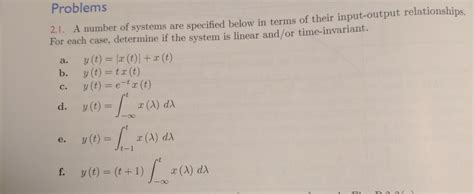 Solved Problems 2 1 A Number Of Systems Are Specified Below Chegg Com