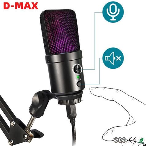 USB Microphone RGB Lights Live Recording Microphone Comes With Noise Reduction Microphone And