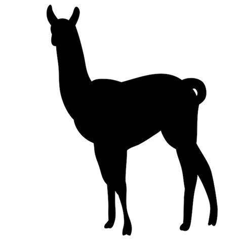 라마의 벡터 고립 된 실루엣 프리미엄 벡터