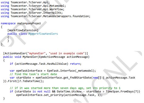how to write a teamcenter action handler in c thank you in advance