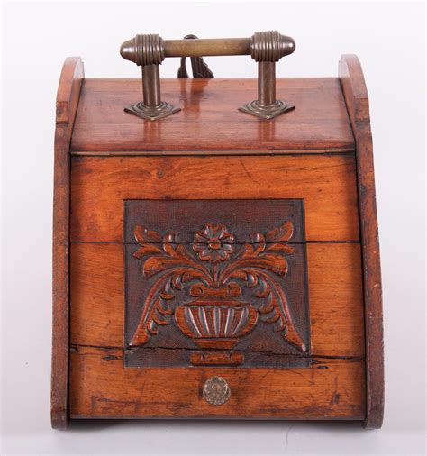 Lot Antique Pine Coal Scuttle Box