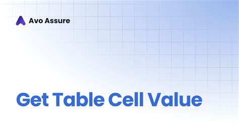 Get Table Cell Value Avo Assure