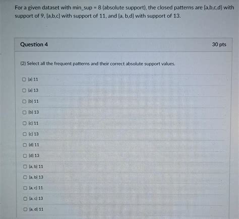 Solved For A Given Dataset With Minsup 8 Absolute