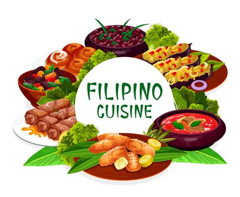 Filipino Cuisine Dishes Round Frame 16539989 Vector Art At Vecteezy