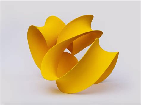 Yellow Curved Abstract Contemporary Sculpture By Merete Rasmussen For