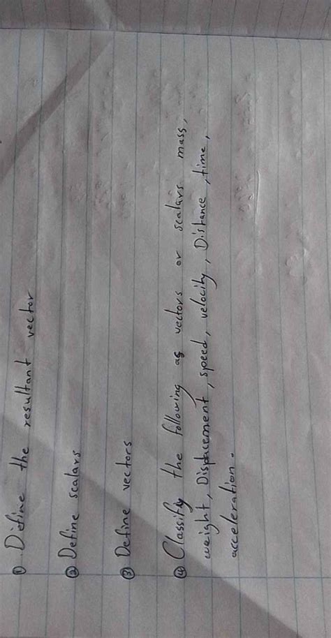Define The Resultant Vector Define Scalars Define Vectors Classify The Fo