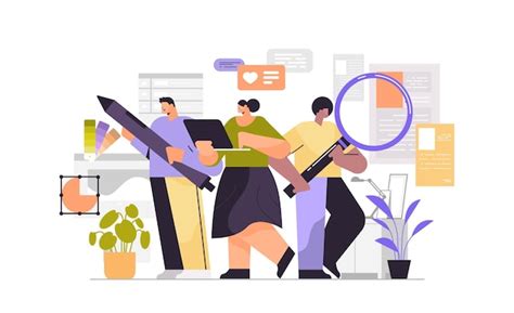 Premium Vector Digital Designers Programmer And Analyst Team Working