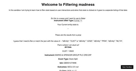 Filtering Forked Codesandbox