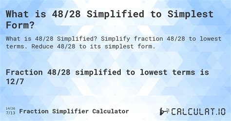What Is 48 28 Simplified To Simplest Form Calculatio