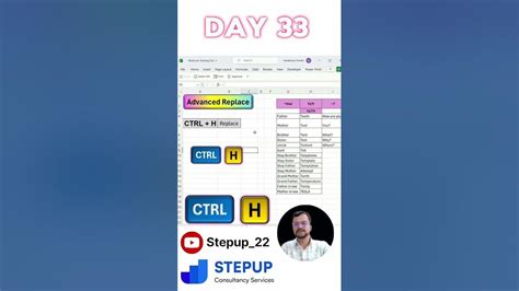 day 33 replace data with wild cards shortcuts exceltech excelfiles