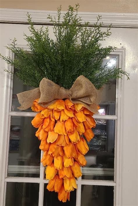 Easter Window Decor With Orange Flowers