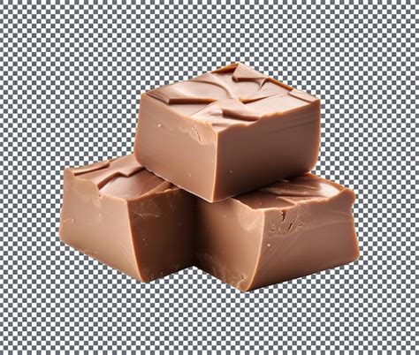 Premium PSD Plain Chocolate Fudge Cube Pieces Isolated On Transparent Background