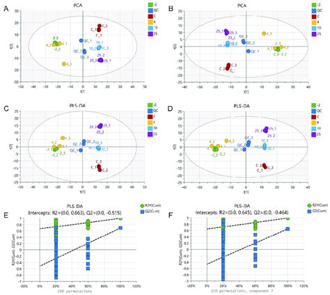 PCA Score Plots A B PLS DA Score Plots C D And Permutation Download Scientific Diagram