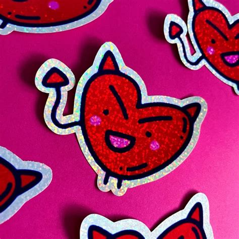 Devil Holographic Die Cut Sticker Cute Devil Sticker Etsy