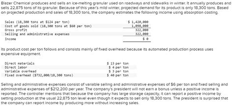Solved Prepare An Income Statement Using Absorption Costing