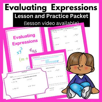 Evaluating Expressions Worksheet And Lesson TPT
