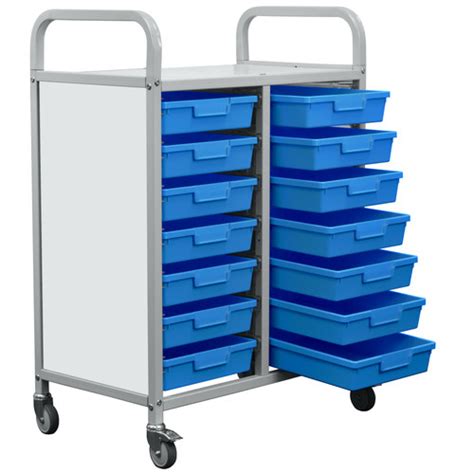 Eduk8 School Tray Rack Trolley 2 Columns 14 Trays Handle It Ltd