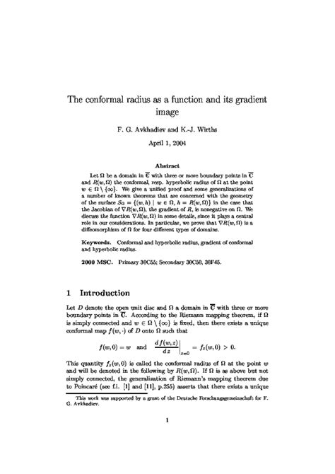 Pdf The Conformal Radius As A Function And Its Gradient Image