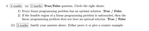 Solved 4 4 Marks A 2 Marks Truefalse Question Circle