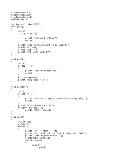 stack implementation pdf