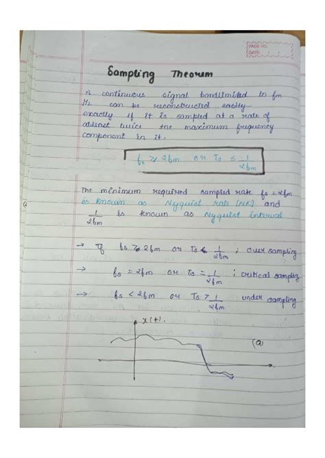 Sampling Theorem U 5 Page No Date Sampling Theorem N Continuous