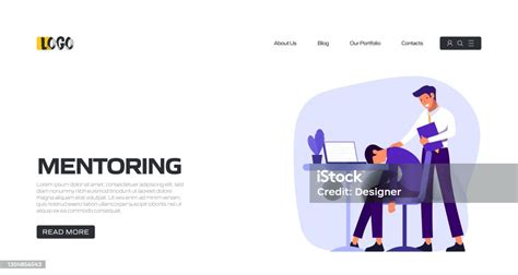 방문 페이지 템플릿 웹 사이트 배너 광고 및 마케팅 자료 온라인 광고 비즈니스 프레젠테이션 등에 대한 멘토링 개념 벡터 일러스트레이션 0명에 대한 스톡 벡터 아트 및 기타