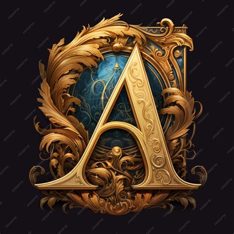 Premium Photo Logo Of A Classical Letter A In Black And Gold With Detailed Designs