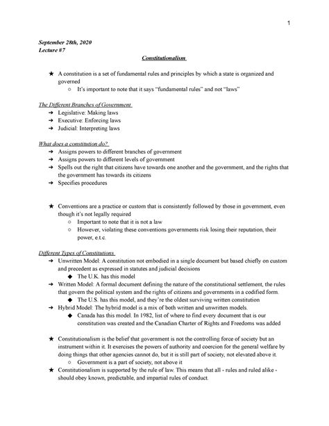 Introduction To Politics Lecture 7 1 September 28th 2020 Lecture