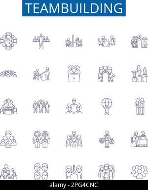 Cooperative teamwork line icons collection. Collaboration, Synergy ...