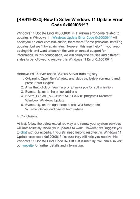 Ppt How To Solve Windows 11 Update Error Code 0x800f081f Powerpoint