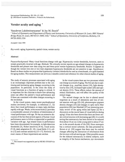 Pdf Vernier Acuity And Aging