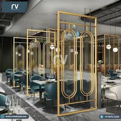 Stainless Steel Golden Cnc Cut Partition In Pvd Glossy 1 Panel At