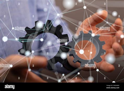A 3d Rendering Of Gear System Data With Connected Lines Floating Above
