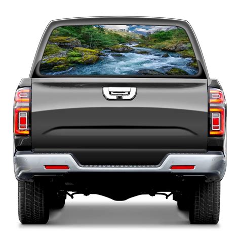 Truck Rear Window Graphic Decals Mountain River Forest