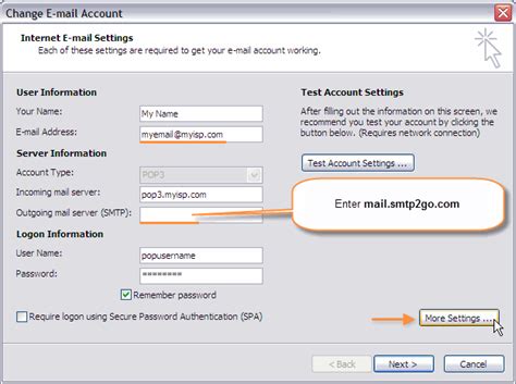 Setting Up Outlook 2007 With Smtp2go