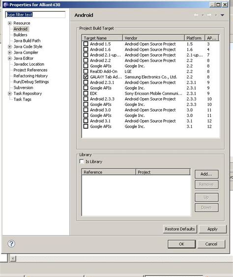 Eclipse Android Properties Window Stack Overflow