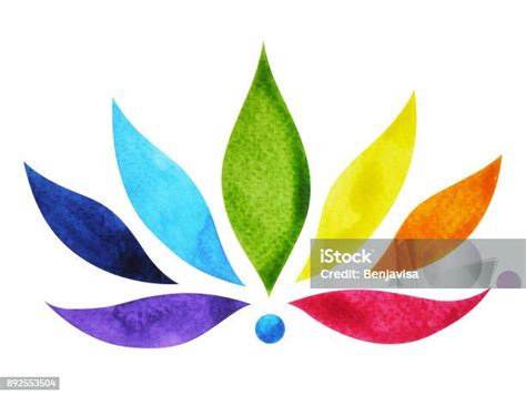 차크라 기호 화려한 연꽃 수채화 그림 손으로 그린 일러스트 레이 션 디자인의 7 색 차크라에 대한 스톡 벡터 아트 및 기타 이미지 차크라 연꽃과 다중 색상 Istock