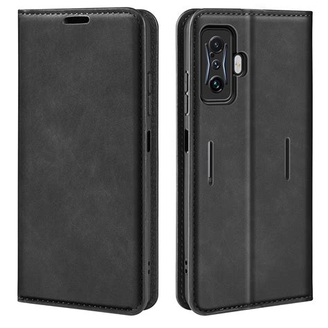 For Xiaomi Poco F Gt Retro Skin Magnetic Suction Leather Phone Case Black Alexnld Com