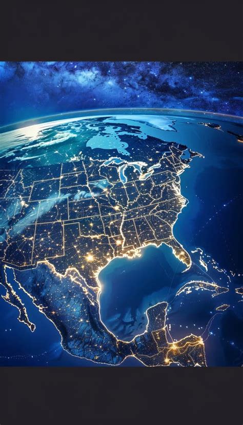 Illuminated Map Of The United States Highlights Industrial Distribution