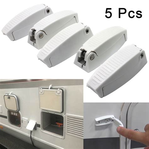 5pcsset White Rv Door Rounded Catch Holder Baggage Latch Clips