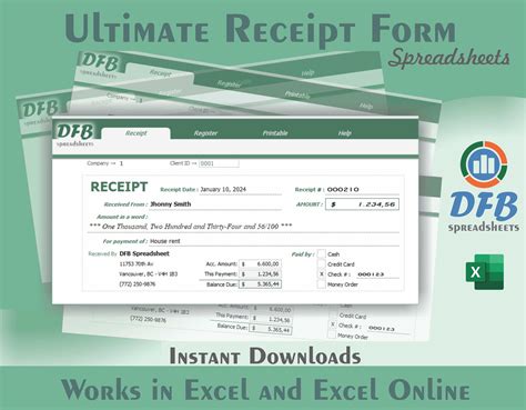 Customizable Receipt Spreadsheet Automatic Amount In Words Generation